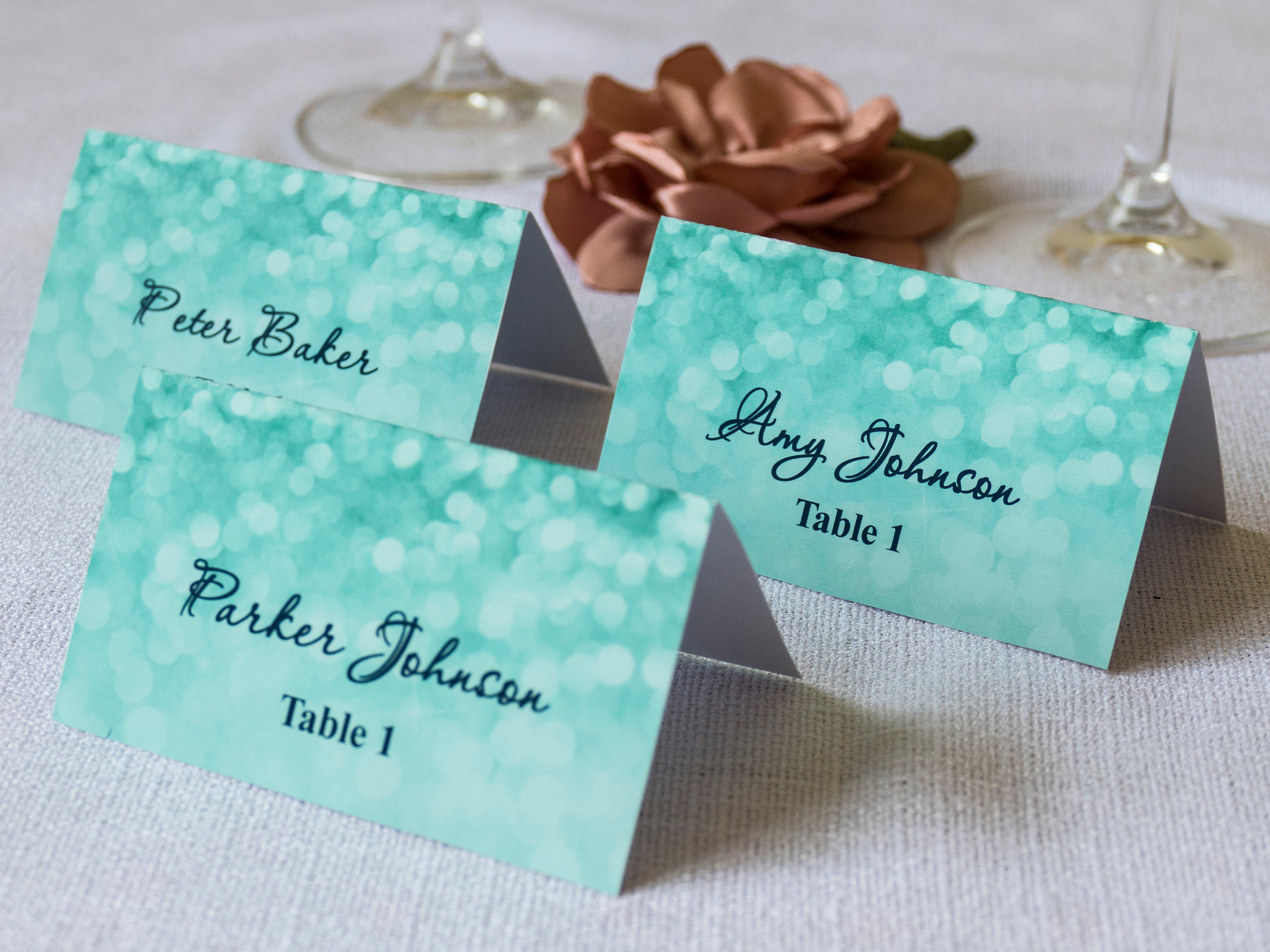 Aqua Blue Event Placecards Place Card Tent Avery 5302 DIY | Etsy
