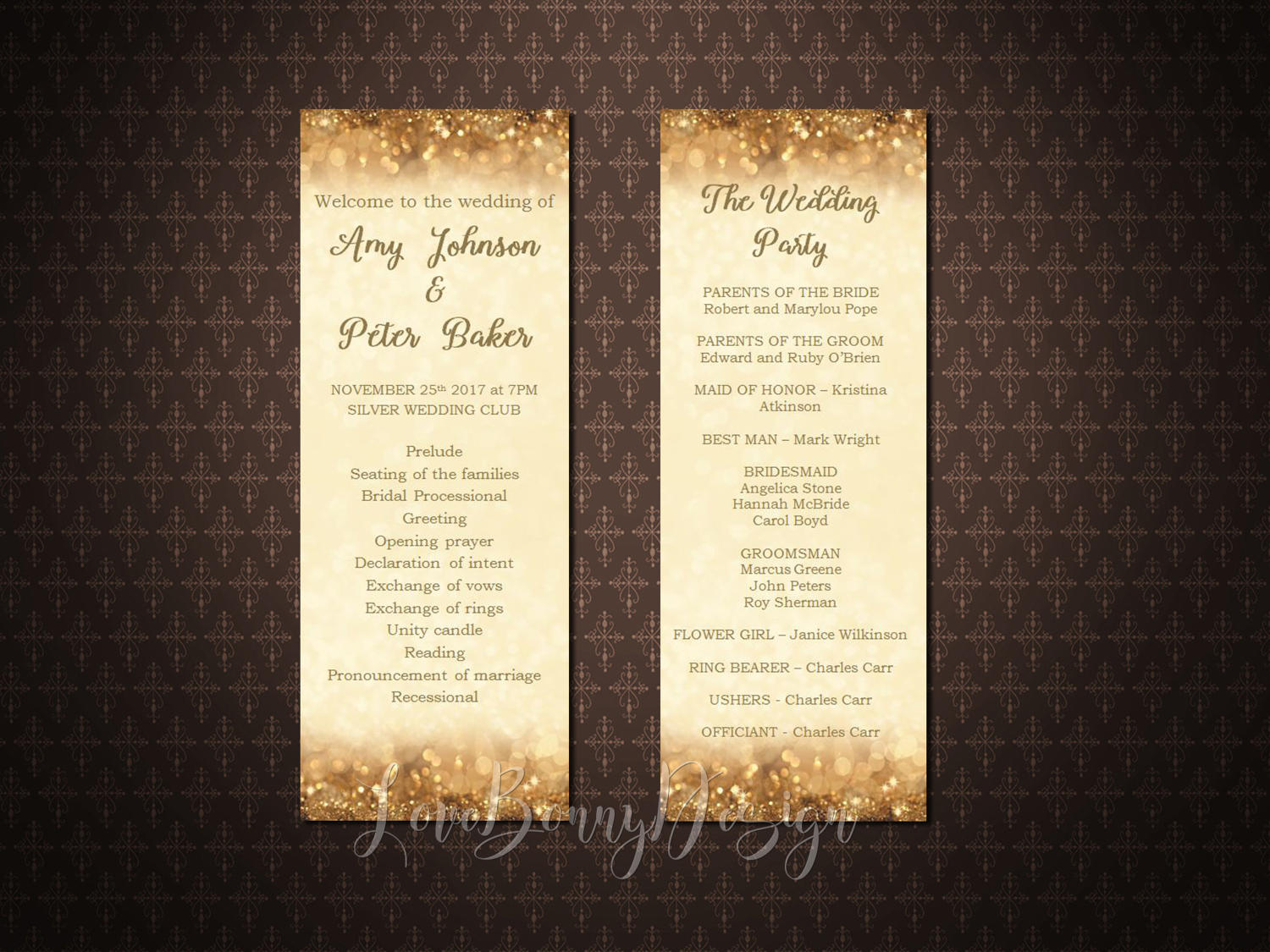 Gold Sparkle Wedding Program Templates Gold Glitter Sparkle | Etsy