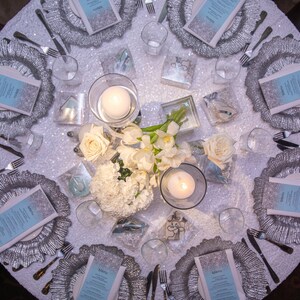 Light Blue and Silver, Blue Silver Place Cards, Silver Glitter Wedding ...