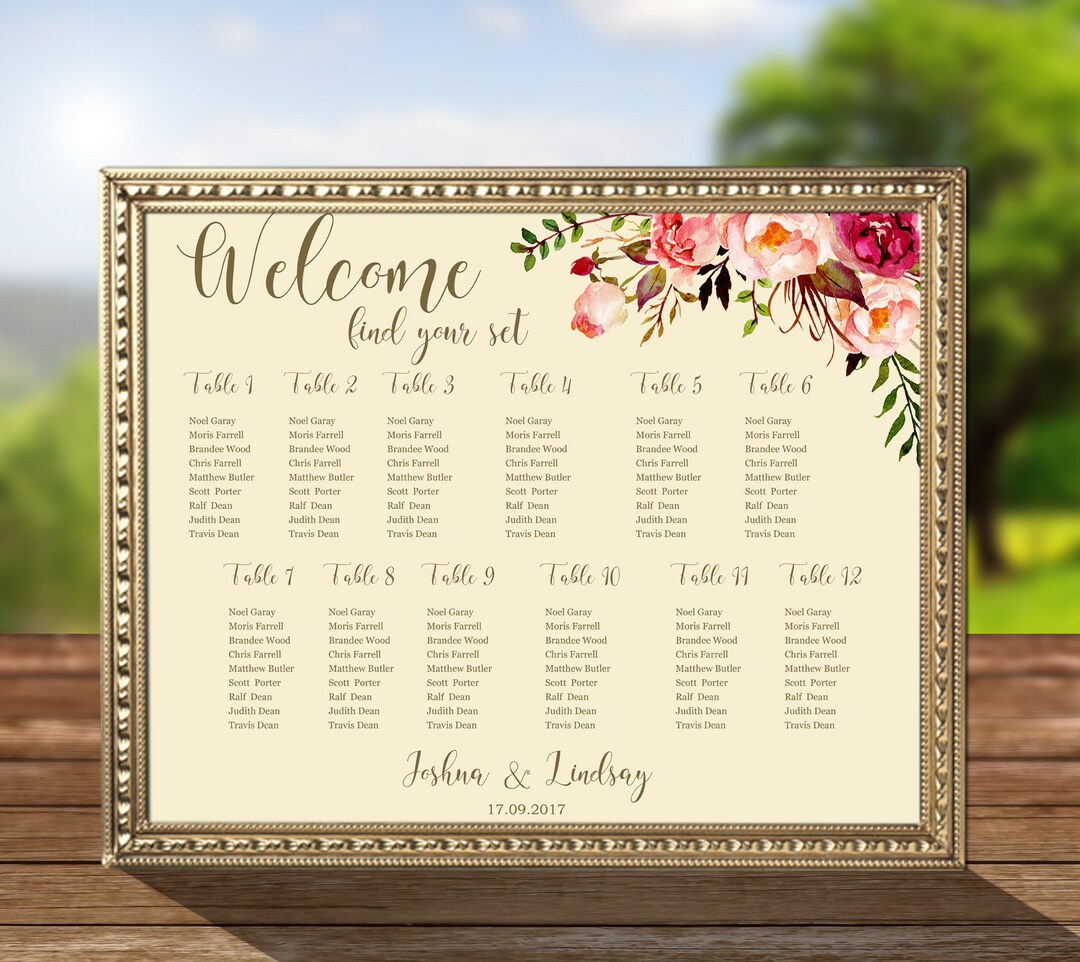 Wedding Seating Chart, Ivory Wedding, Alphabetical Order, by Table ...