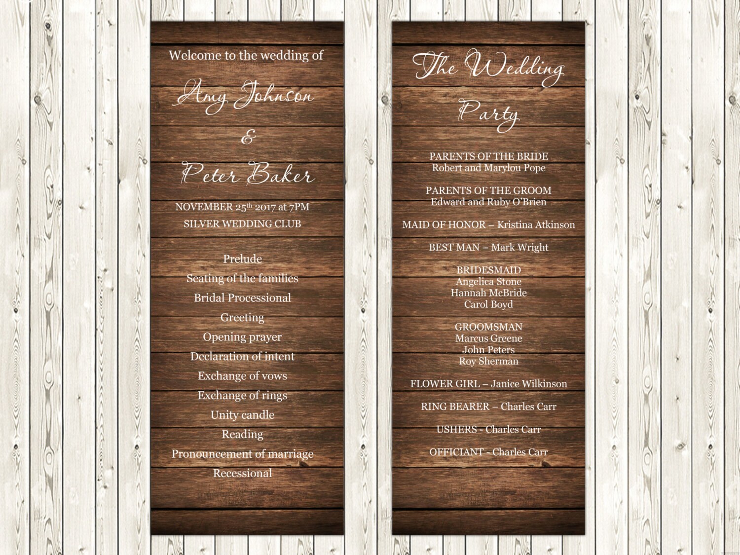 Country Wedding Program Template Rustic Wood Wedding | Etsy