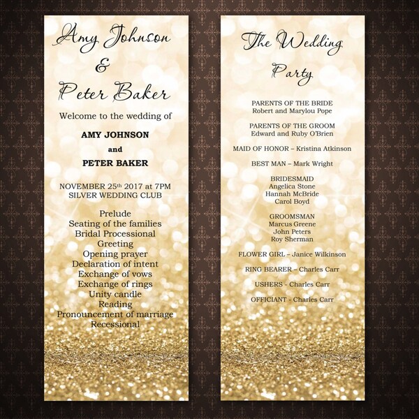 Gold Wedding Program - Etsy