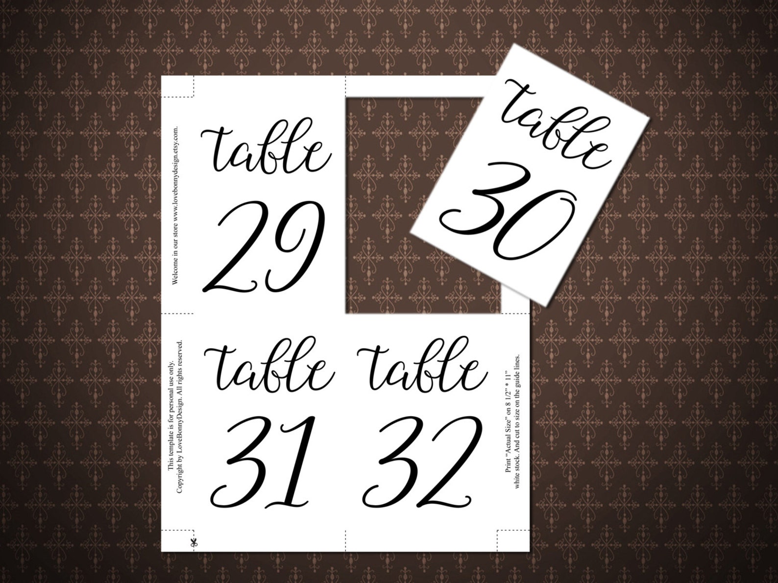 Instant Download Printable Black Table Numbers 1-32 Black and - Etsy