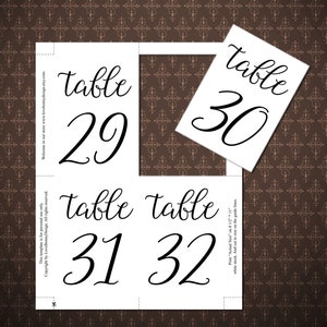 Instant Download Printable Black Table Numbers 1-32, Black and White ...