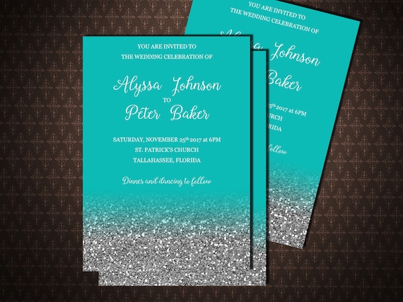Turquoise Wedding Invitations Template