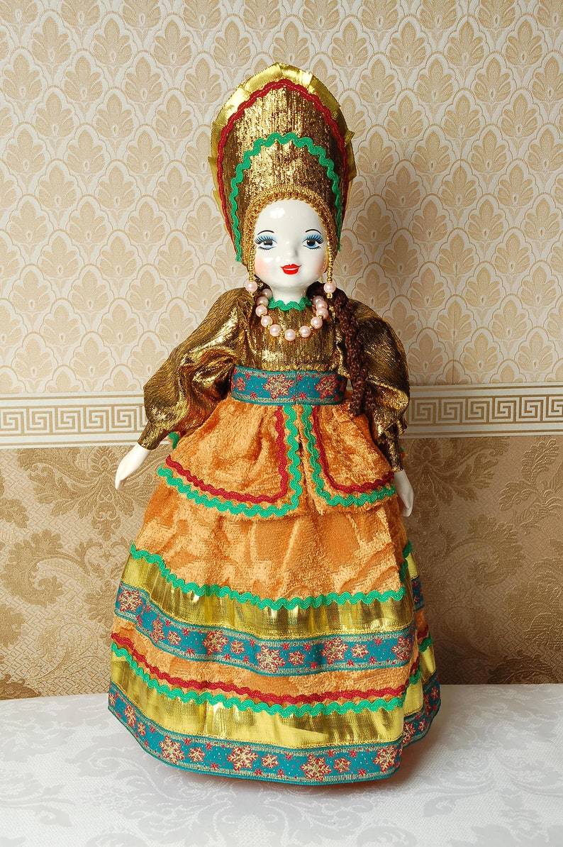 Gold Russian Porcelain Art Doll 19 inches Collectible handmade | Etsy