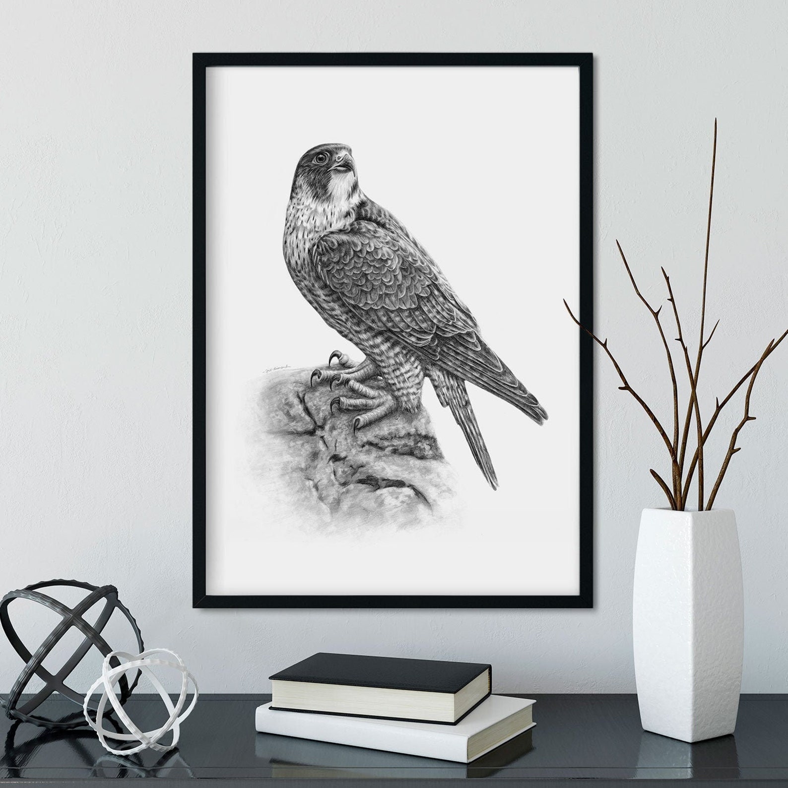 Peregrine Falcon Art Prints - A3, A4, A5 Sizes - Falcon Drawing - Falco ...