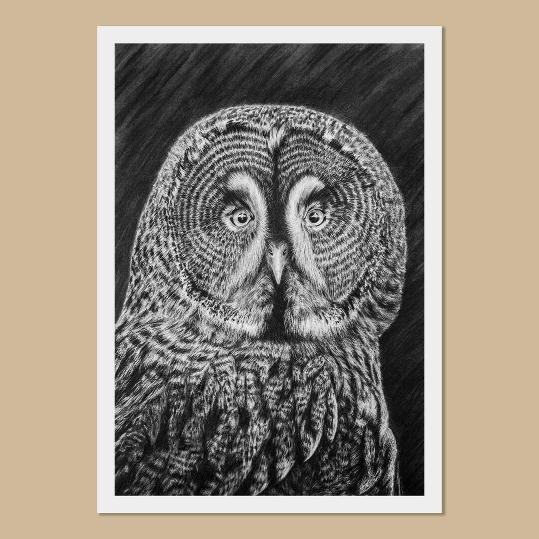 Great Grey Owl Art Prints - A3, A4, A5 Sizes - Strix Nebulosa - Owl ...