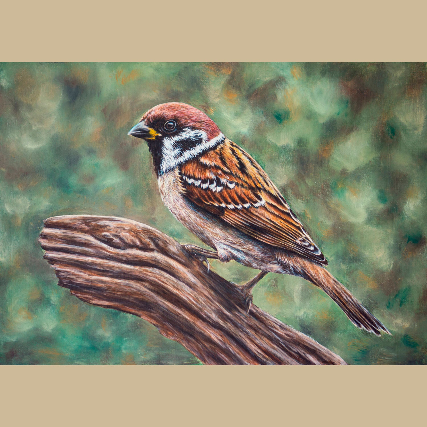 Original Tree Sparrow Oil Painting Framed Bird Wall Art - Etsy
