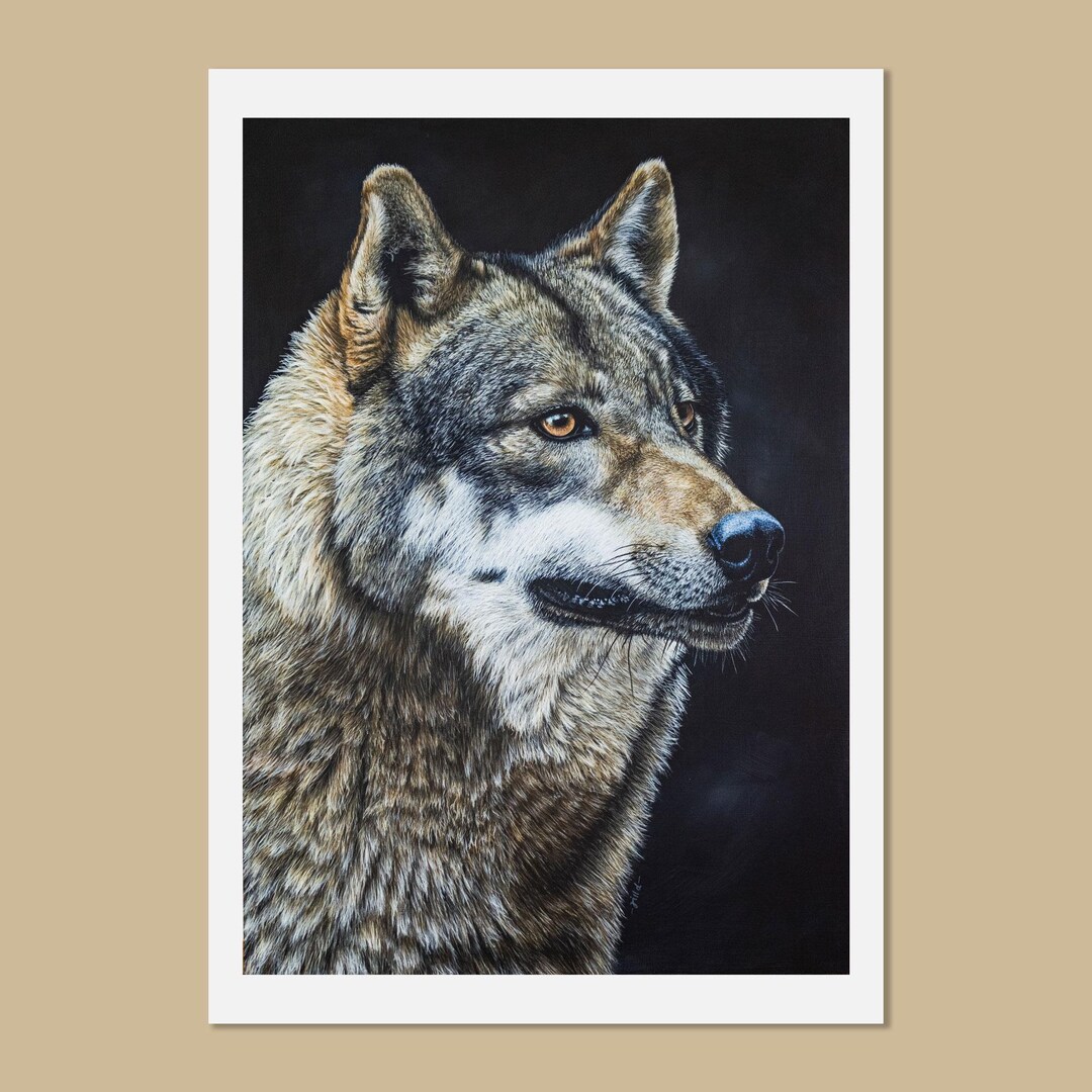 Wolf Portrait Art Prints, A3 & A4 Sizes, Gift for Wolf Lover, Wolf Wall ...
