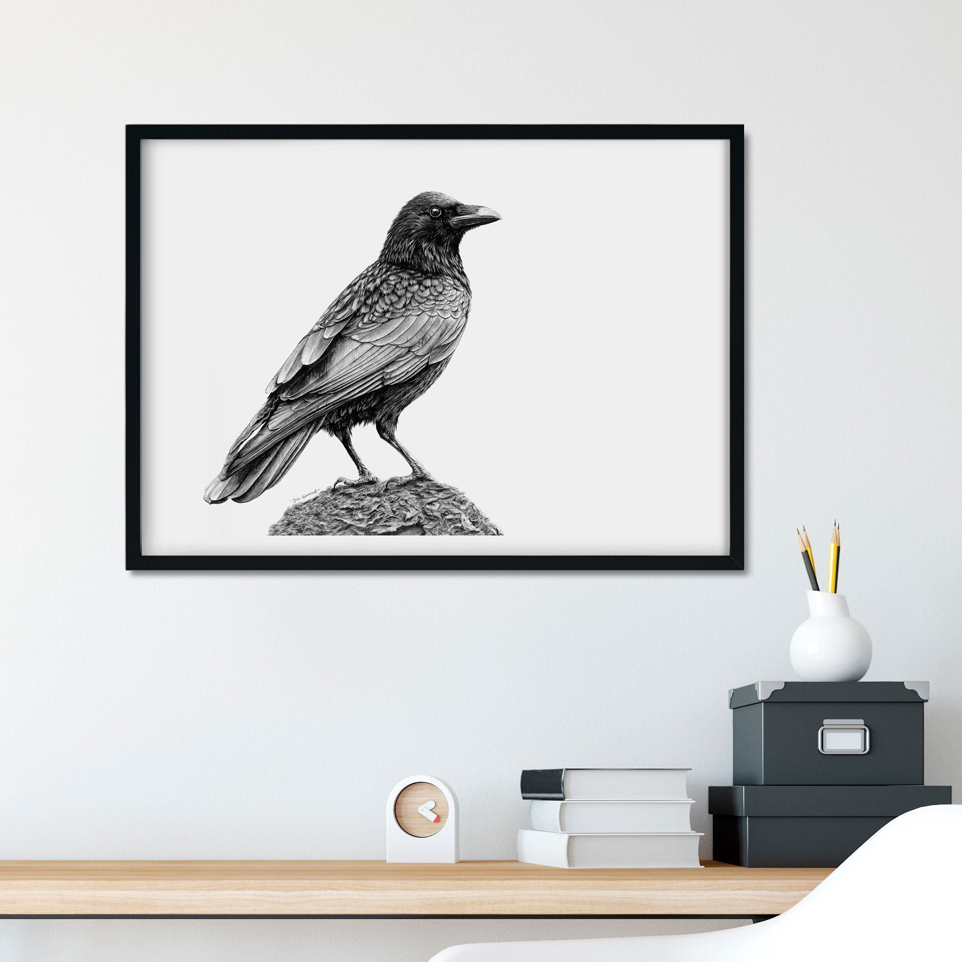Crow Art Prints - A3, A4, A5 Sizes - Corvus Corone - Bird Wall Art ...