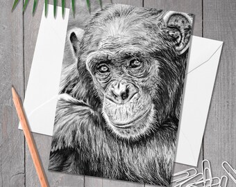 Chimpanzee Birthday Card - Etsy
