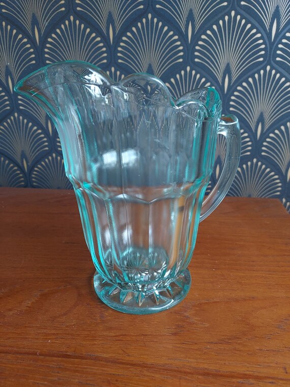 Art Deco Pale Green Water Jug Pressed Glass Jug Depression - Etsy