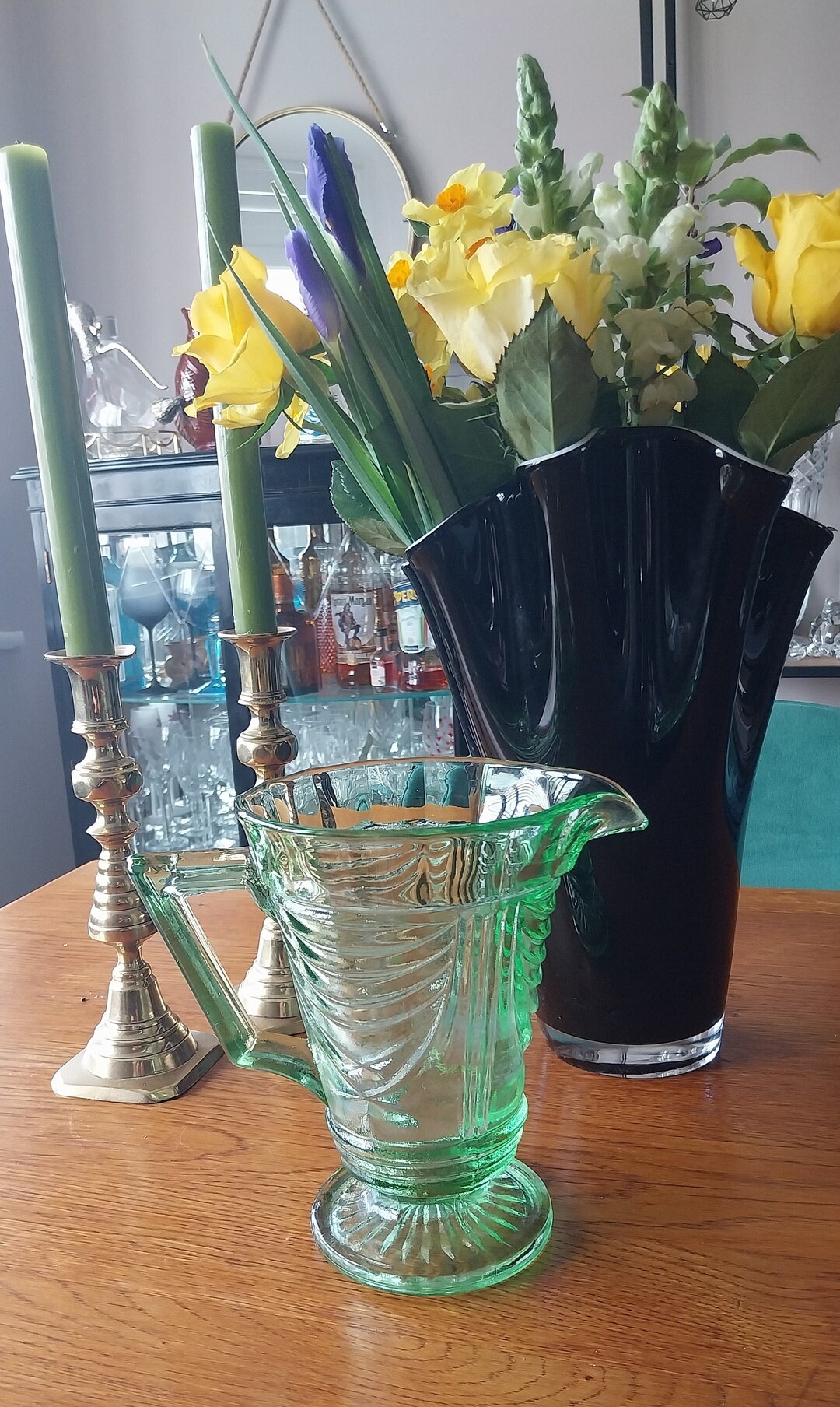 Sowerby Art Deco Green Pressed Glass Water or Juice Jug. 1930s. Sowerby ...