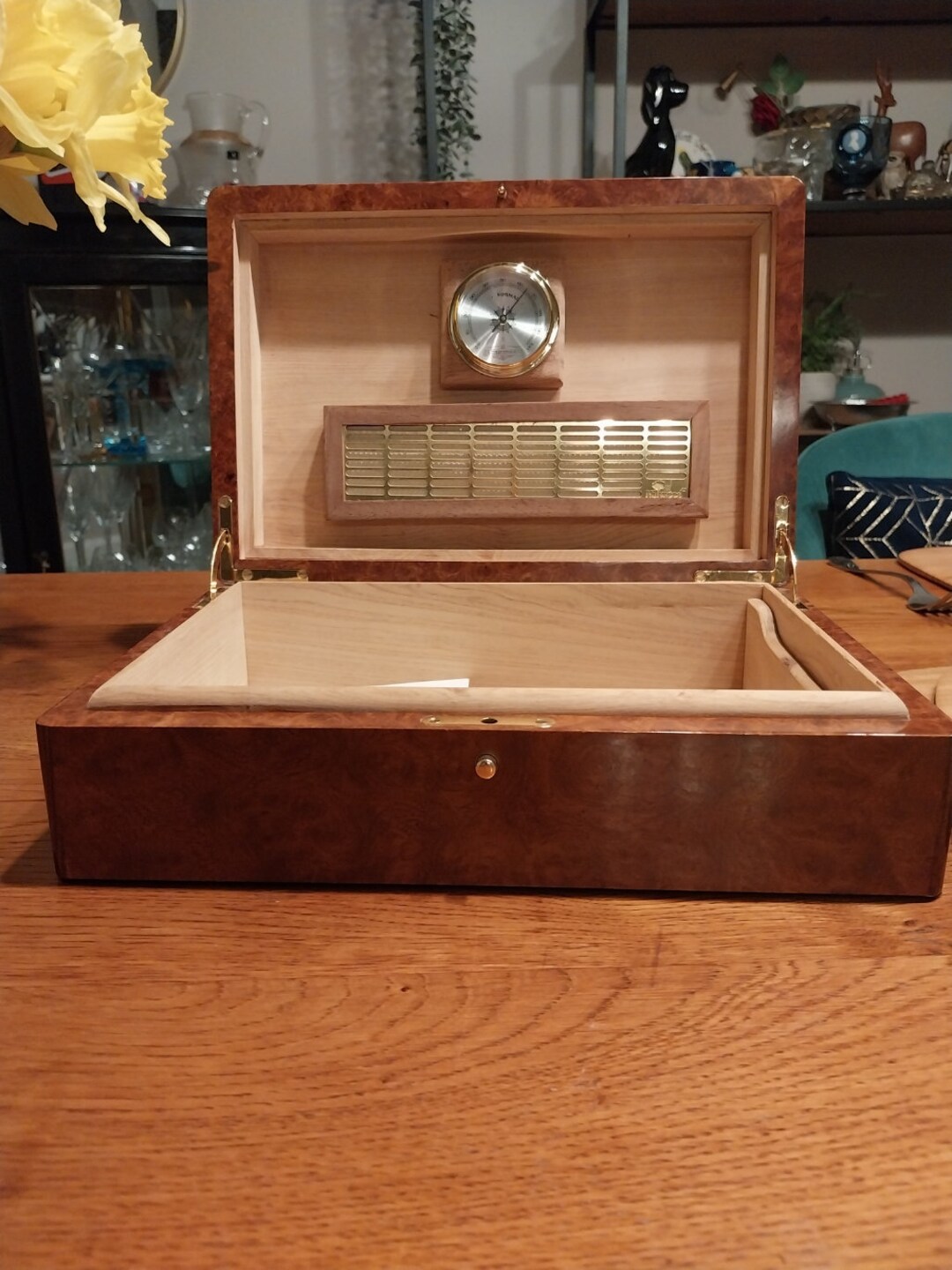 English Burl Walnut Cigar Humidor by the Experts, Hillwood of London ...