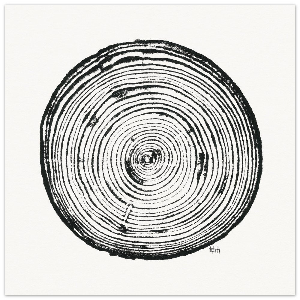 North Carolina Shortleaf Pine Tree Rings Relief Print Wood Rings Print ...