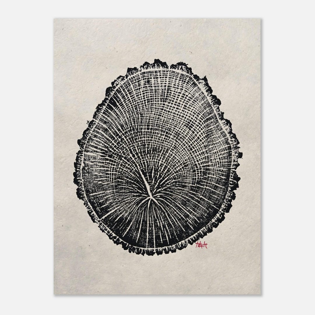 Live Oak Tree Rings Relief Print - Matte Paper Wall Art - Elegant ...