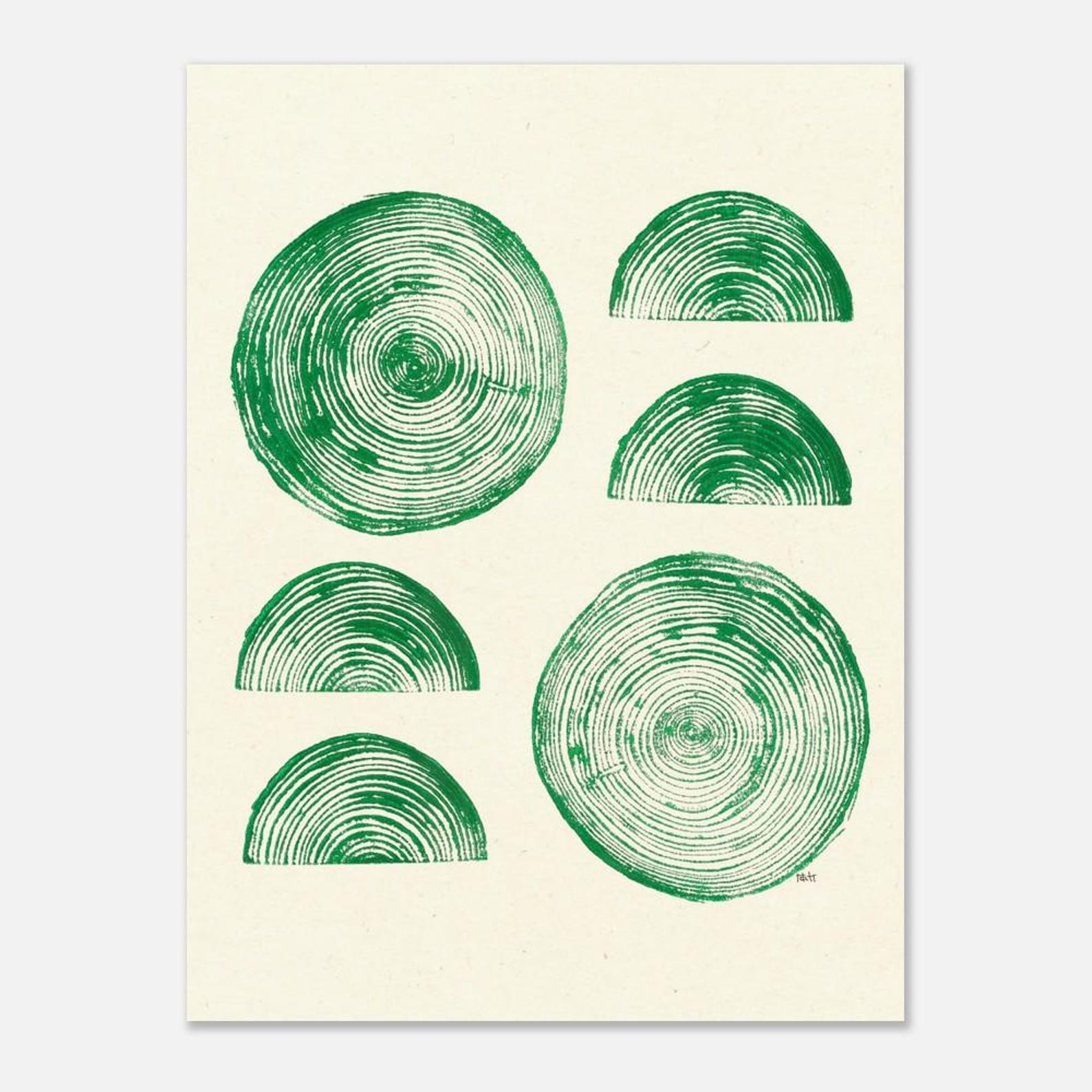 Pine Tree Rings Relief Print - Vintage Geometric Bauhaus Style - Matte ...