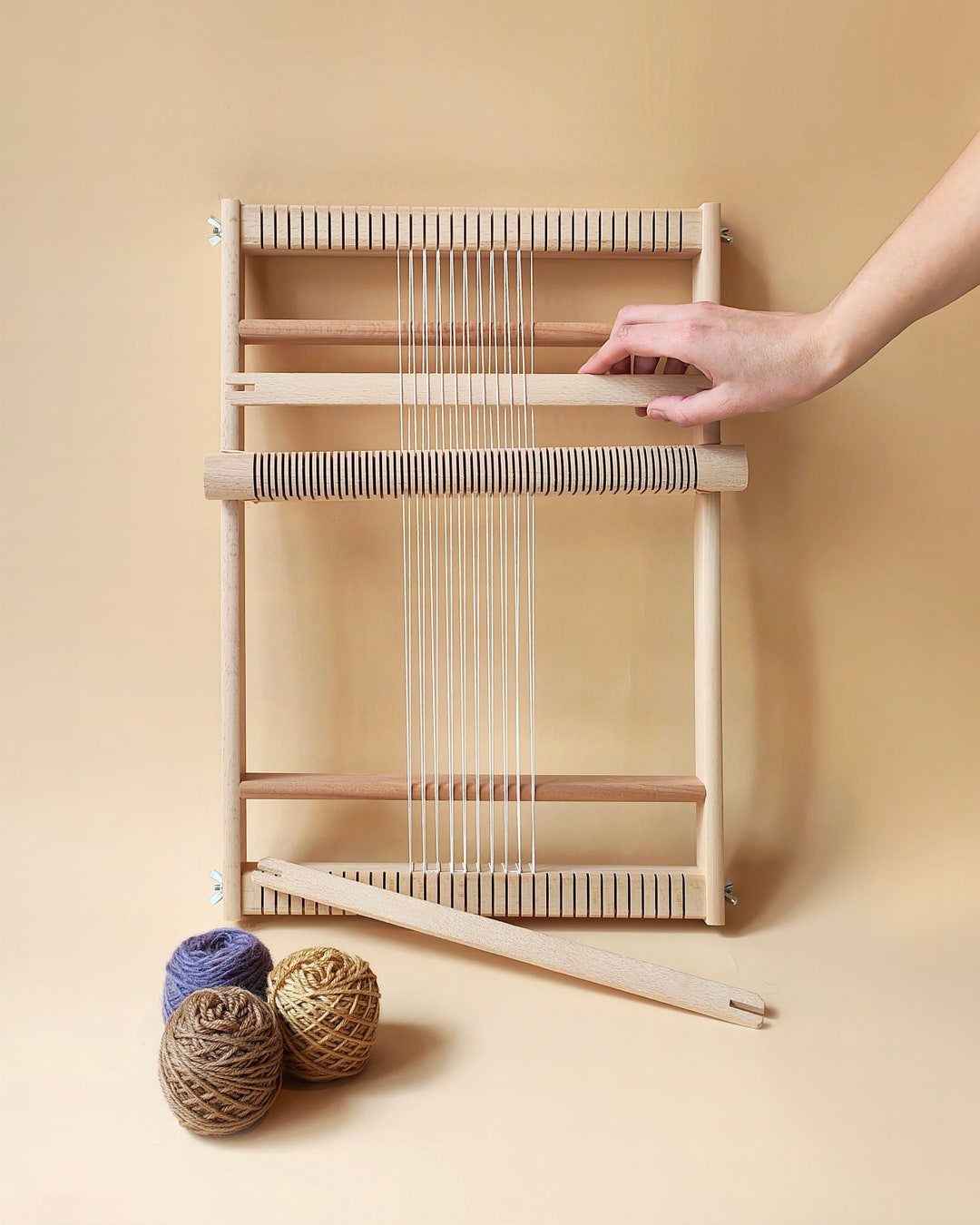L Weaving Loom 12inch / 30cm, Large Rolling Heddle Loom, Rotating ...
