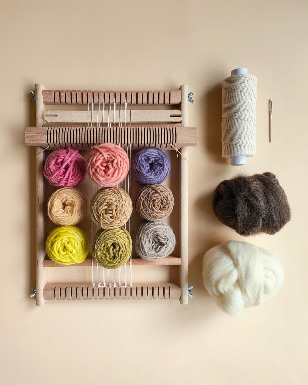 Small Weaving Starter Kit: Plant-dyed Yarns, Wool Roving and Cotton ...