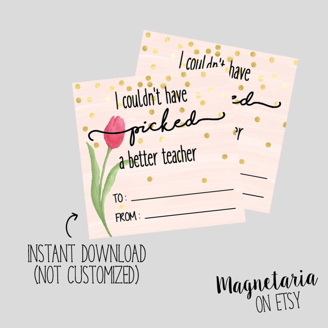 Couldn't Have Picked a Better Teacher Thank You Tags, Teacher Gift Tags ...