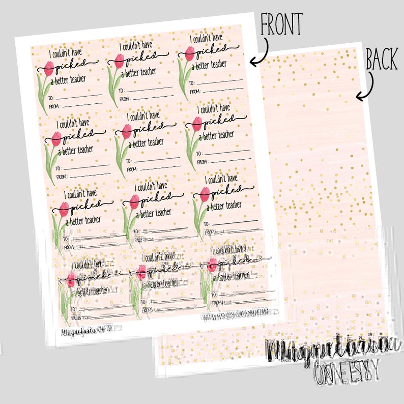 Couldn't Have Picked a Better Teacher Thank You Tags, Teacher Gift Tags ...