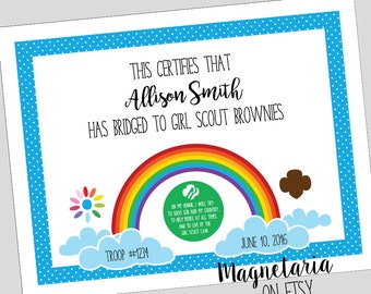 Girl Scout Bridging Ceremony Certificate - Daisies to Brownies ...