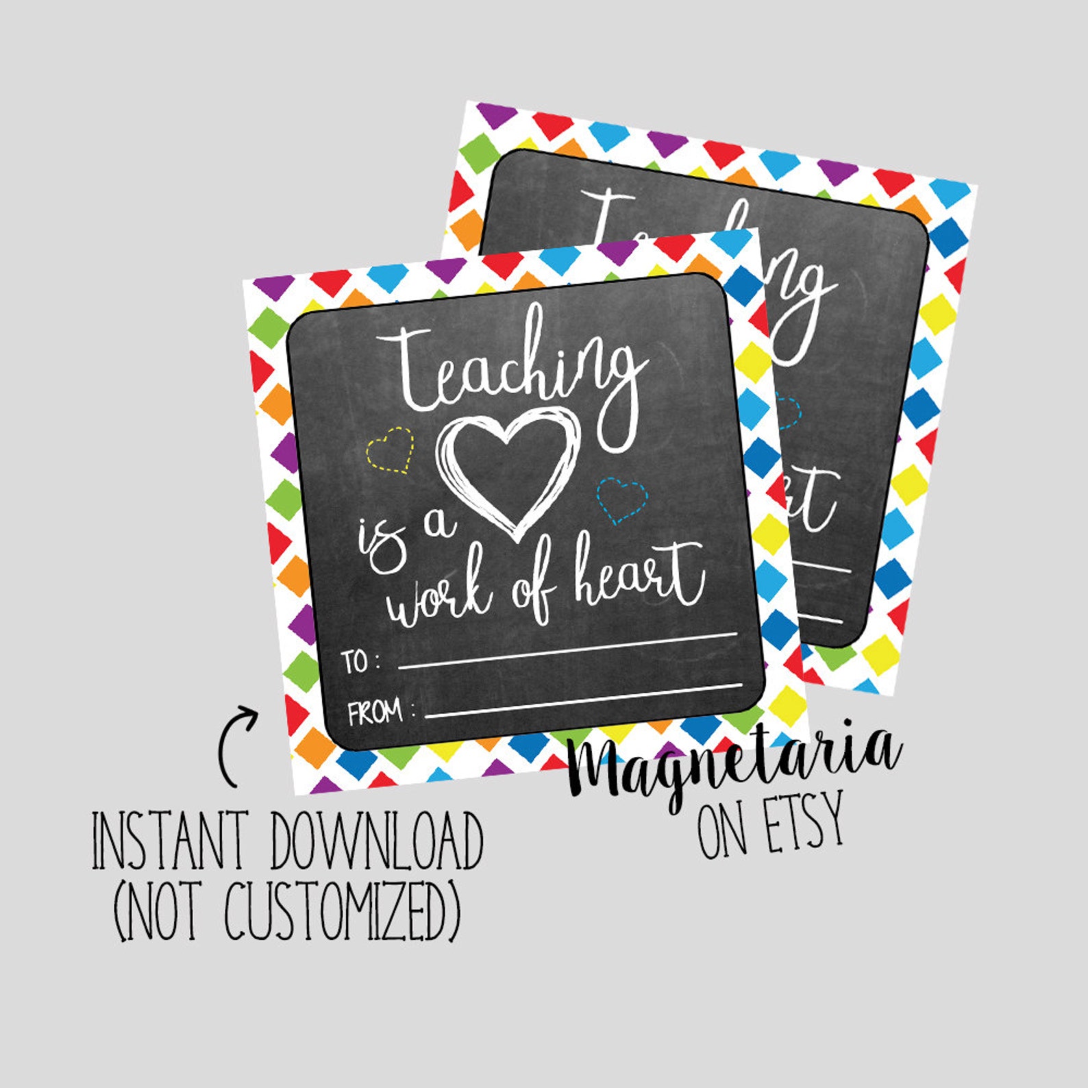 Teaching is a Work of Heart Thank You Tags, Teacher Gift Tags, Teacher ...