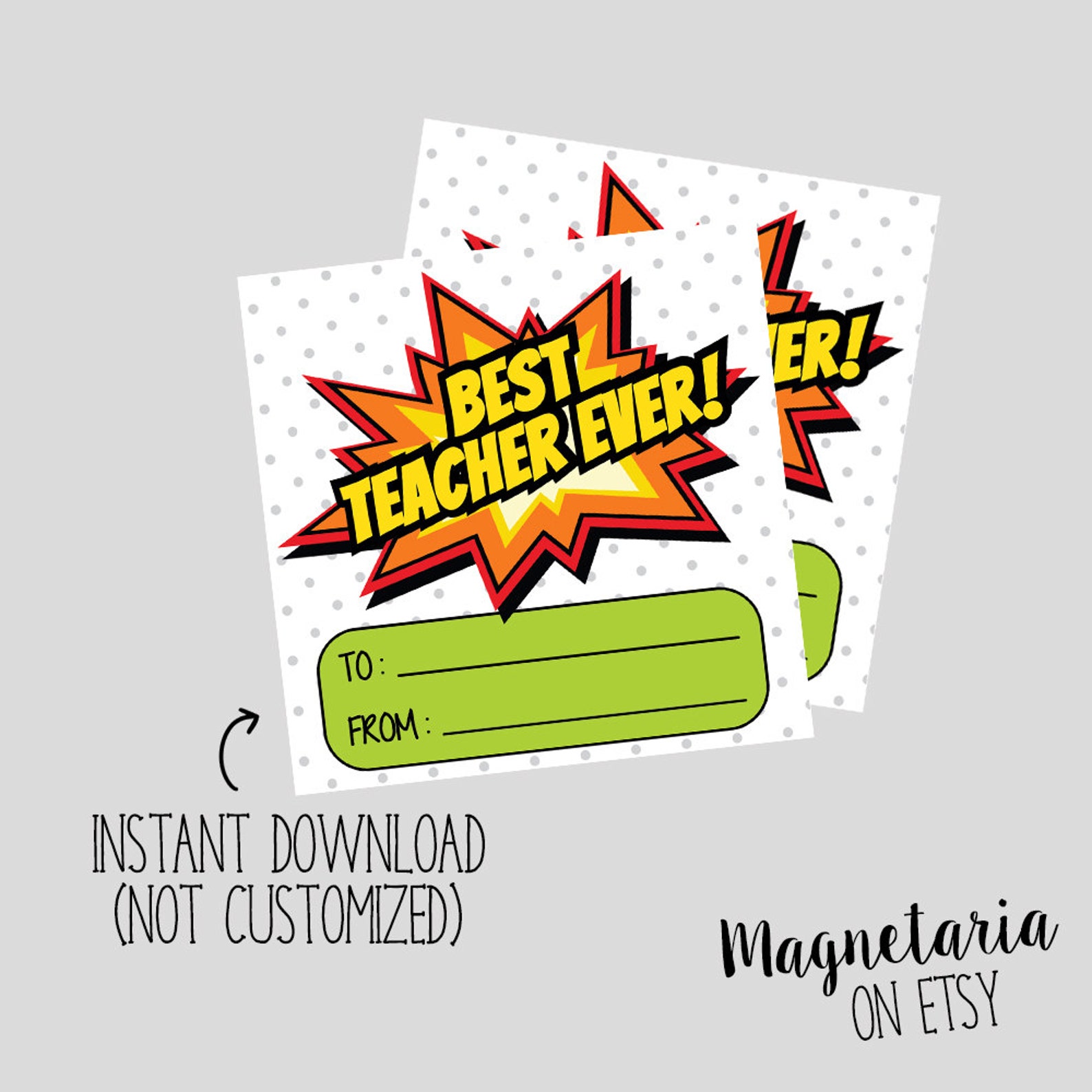 Best Teacher Ever Thank You Tags, Teacher Gift Tags, Teacher ...