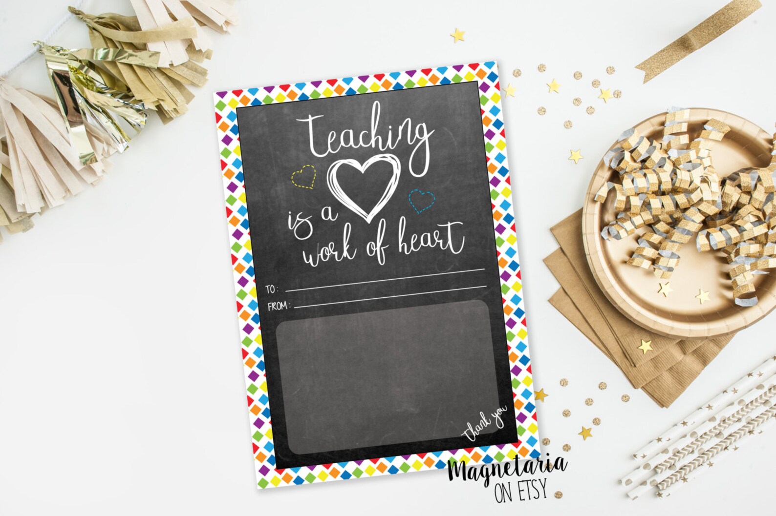 Teaching is a Work of Heart Teacher Appreciation Printable Gift Card ...