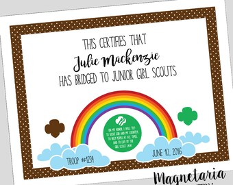 Girl Scout Bridging Ceremony Certificate Daisies to Brownies INSTANT ...