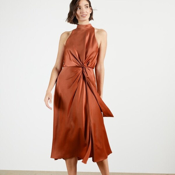 Satin Rust Bridesmaid Dress - Etsy