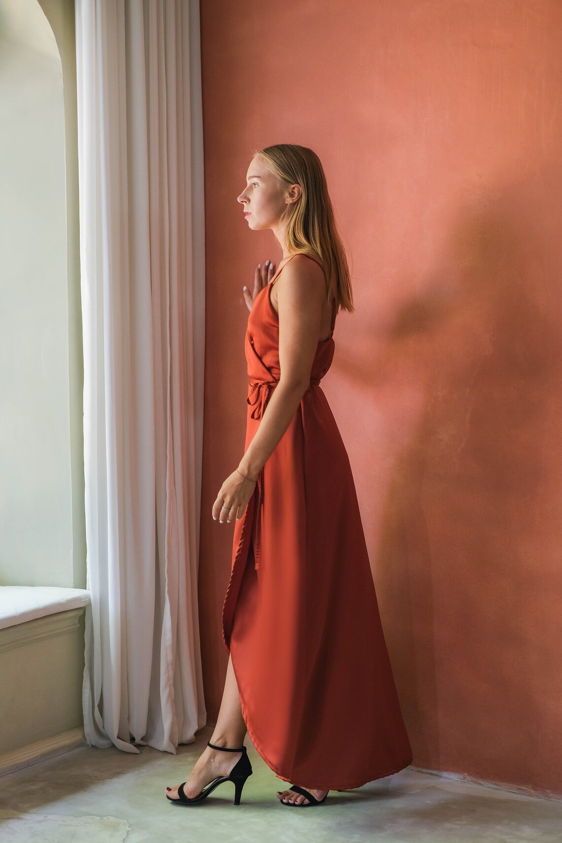 Rust Color Satin Bridesmaid Dress Wedding Dress Bridesmaid - Etsy