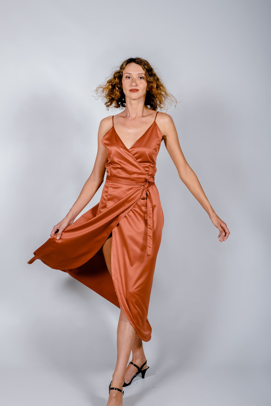 Rust Color Satin Bridesmaid Dress Wedding Dress Bridesmaid | Etsy