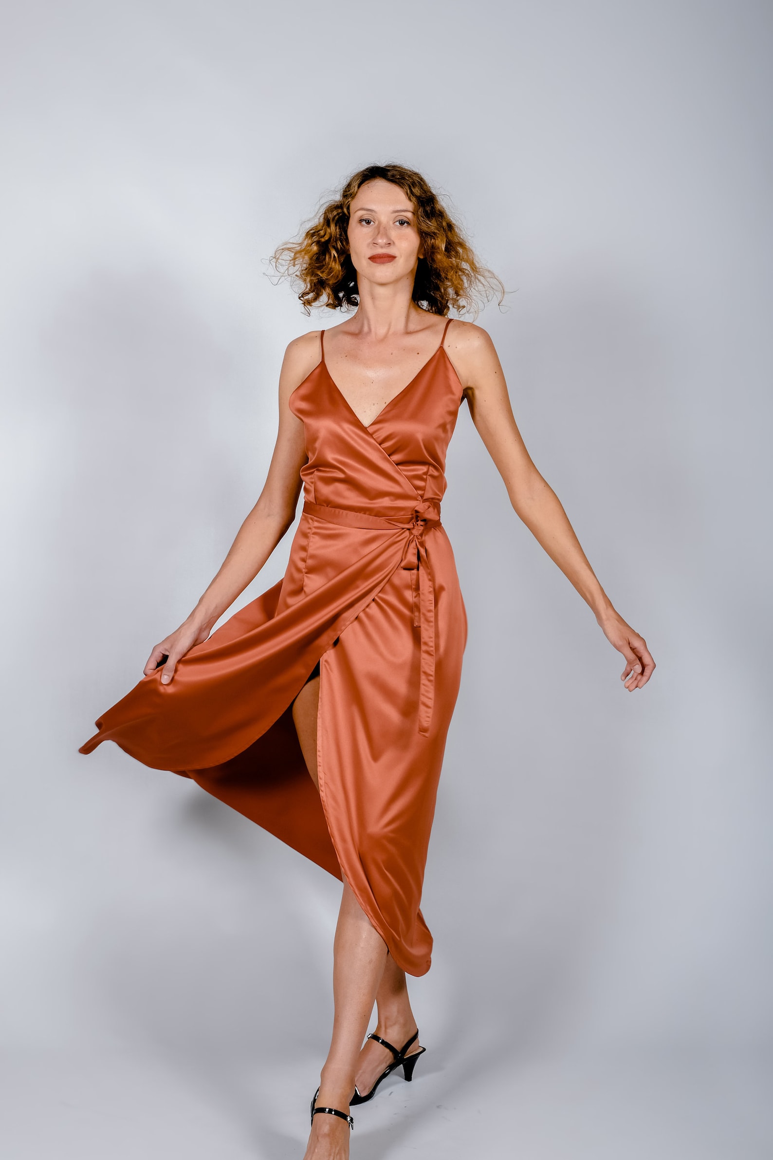 Rust Color Satin Bridesmaid Dress Wedding Dress Bridesmaid | Etsy