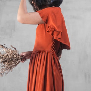 Rust Bridesmaid Dress, Bridesmaids Dresses, Plus Size, Maxi Dress, Cape ...