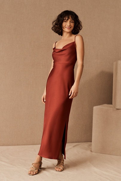 Rust Color Satin Bridesmaid Dress Wedding Dress Bridesmaid - Etsy
