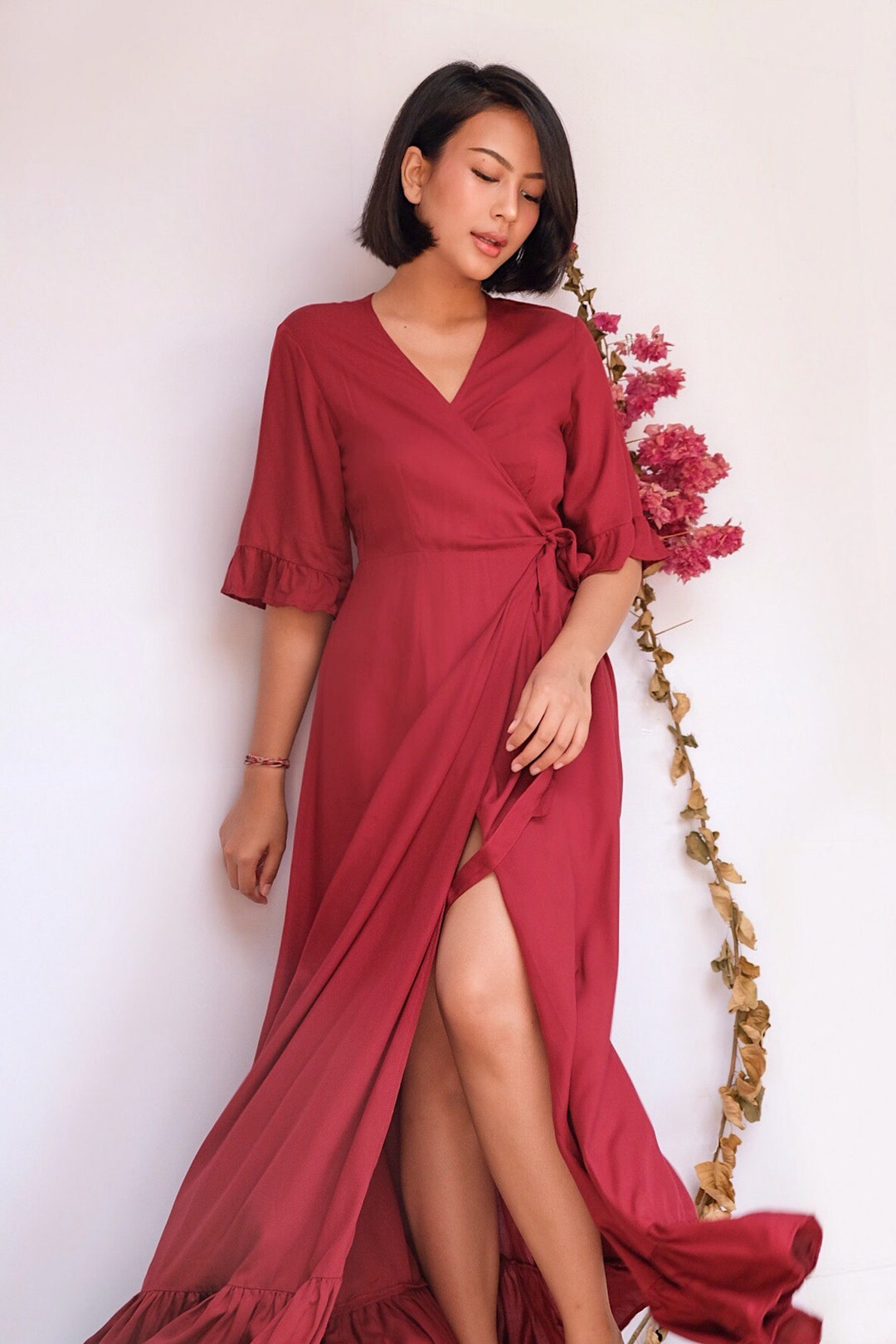 Maxi Wrap Dress Wrap Dresses Long Dress Maxi Summer Dress - Etsy