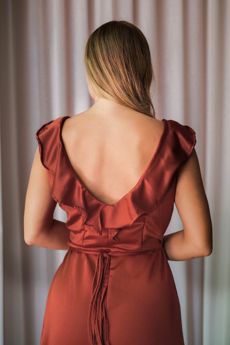 Rust Satin Bridesmaid Dress, Wedding Dress, Bridesmaid Dresses, Wedding ...