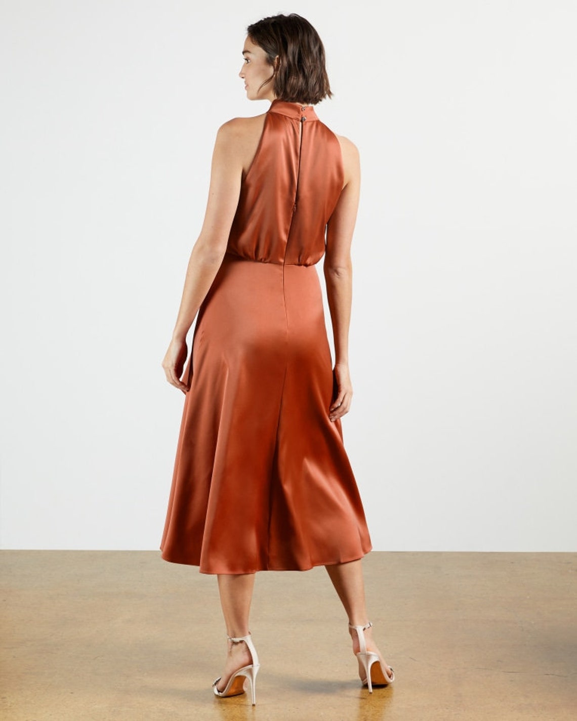 Rust Color Satin Bridesmaid Dress Wedding Dress Bridesmaid - Etsy