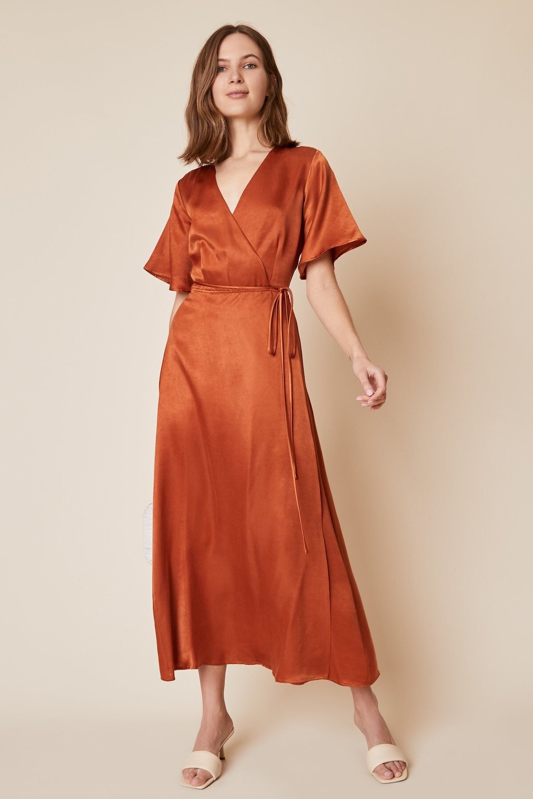 Rust Color Satin Bridesmaid Dress, Wedding Dress, Bridesmaid Dresses ...