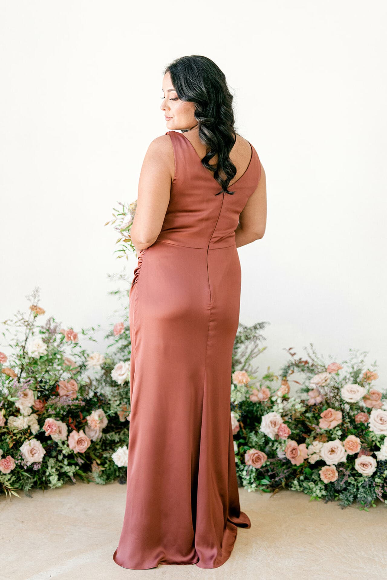 Rust Color Satin Bridesmaid Dress Slip Dress Wedding Dress | Etsy