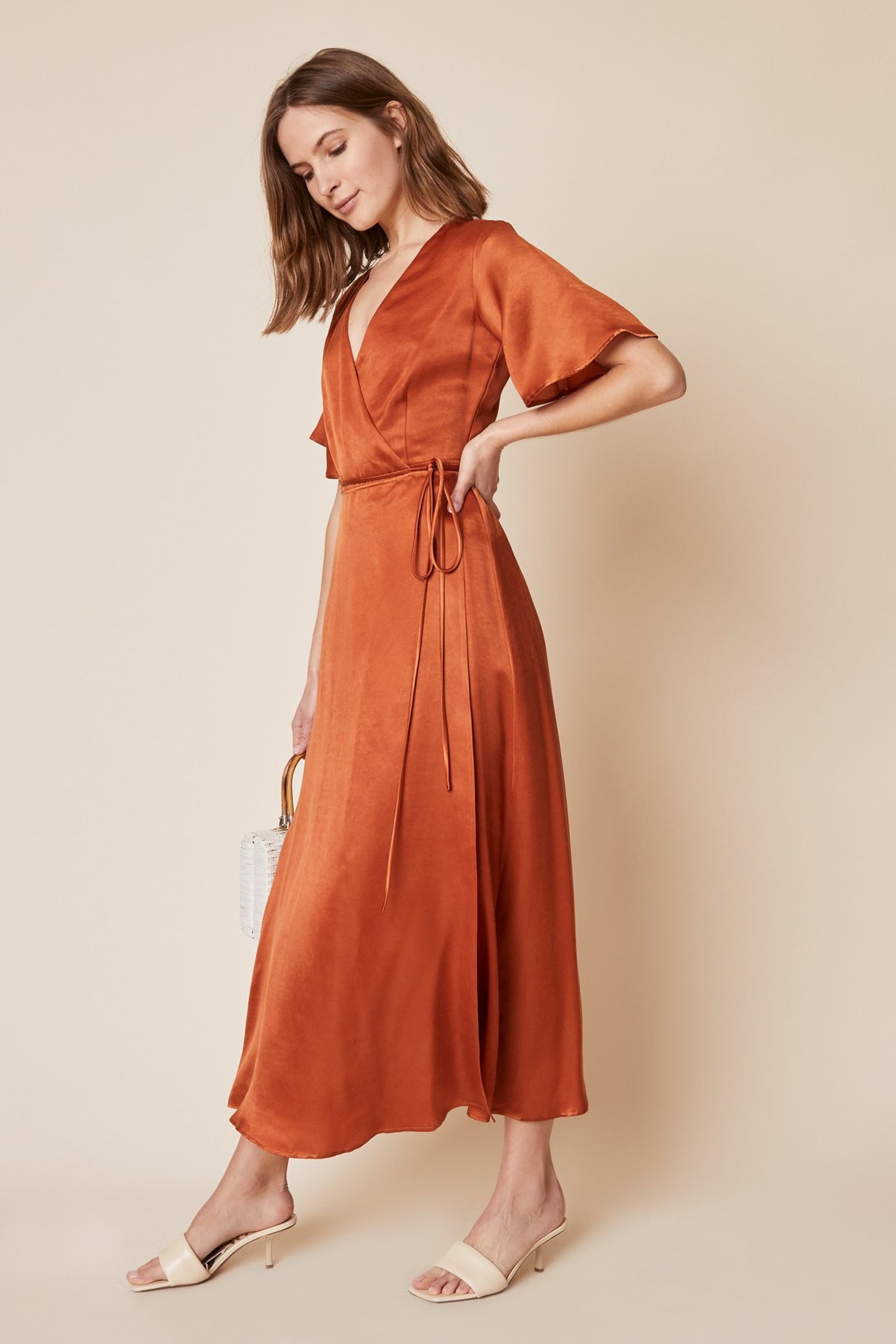 Rust Color Satin Bridesmaid Dress Wedding Dress Bridesmaid - Etsy