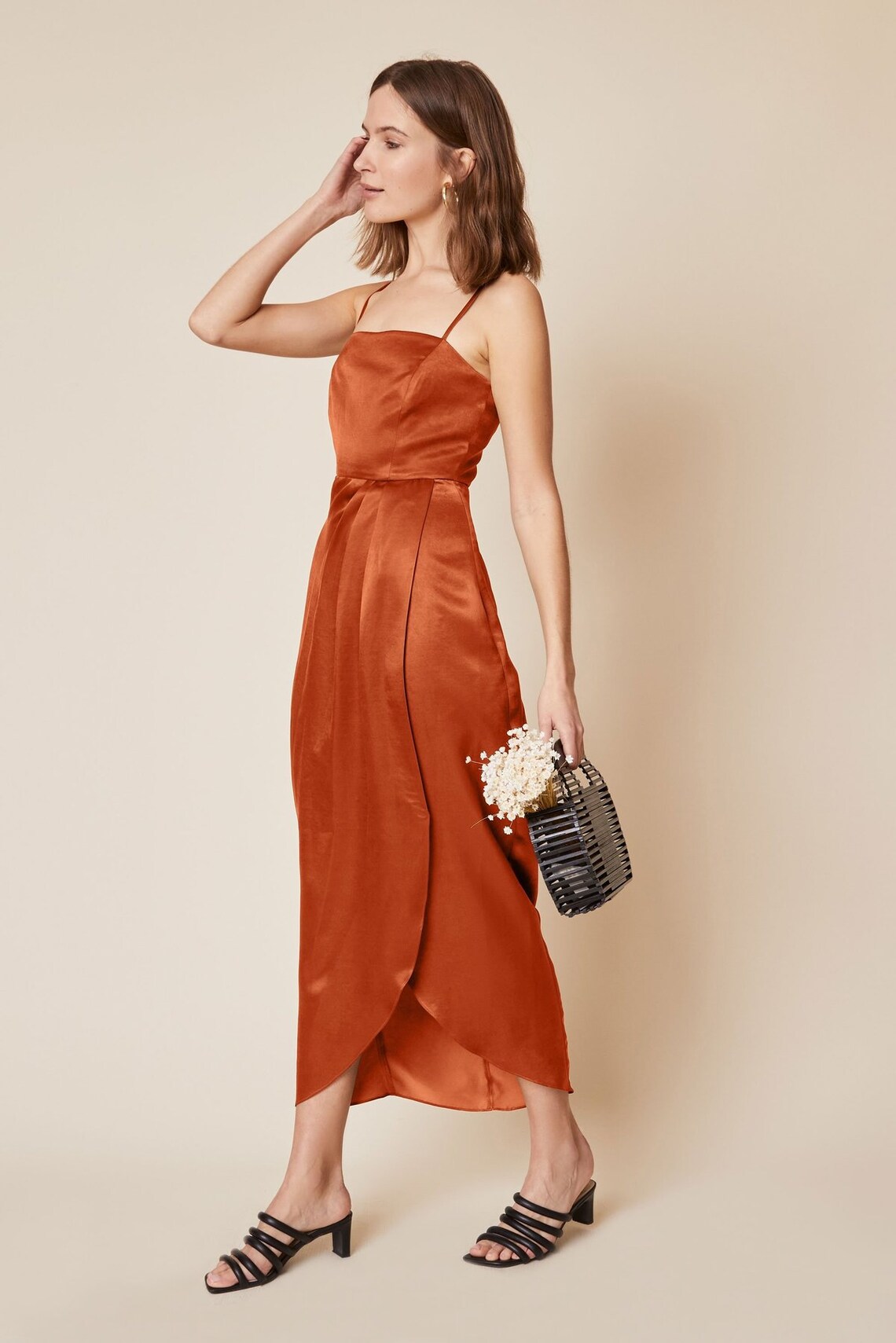 Rust Color Satin Bridesmaid Dress Wedding Dress Bridesmaid | Etsy