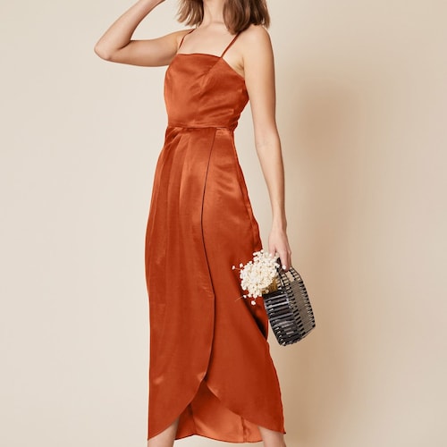Rust Color Satin Bridesmaid Dress Wedding Dress Bridesmaid - Etsy