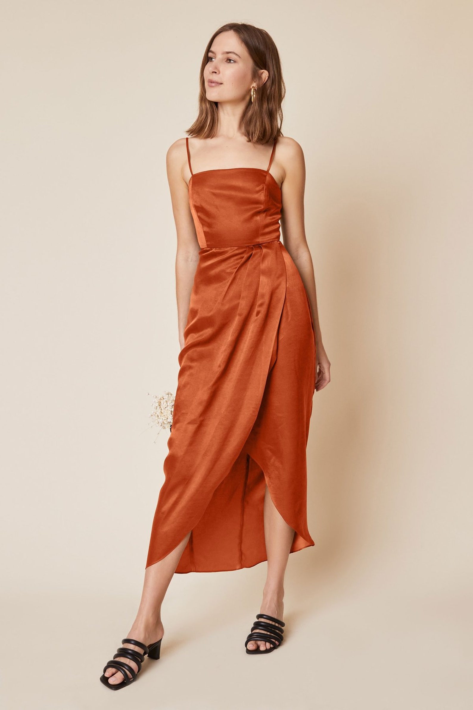 Rust Color Satin Bridesmaid Dress Wedding Dress Bridesmaid - Etsy