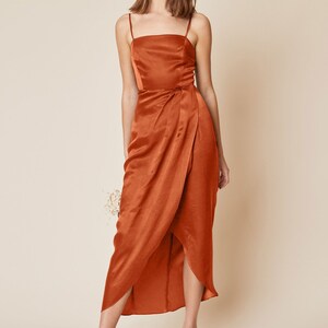 Rust Color Satin Bridesmaid Dress, Wedding Dress, Bridesmaid Dresses ...