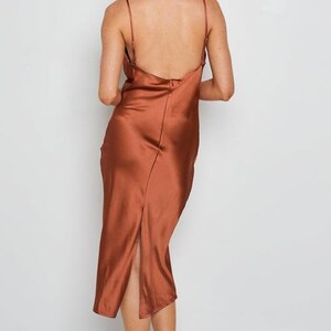 Rust Color Satin Dress Bridesmaid Dress, Wedding Dress, Long Dress ...