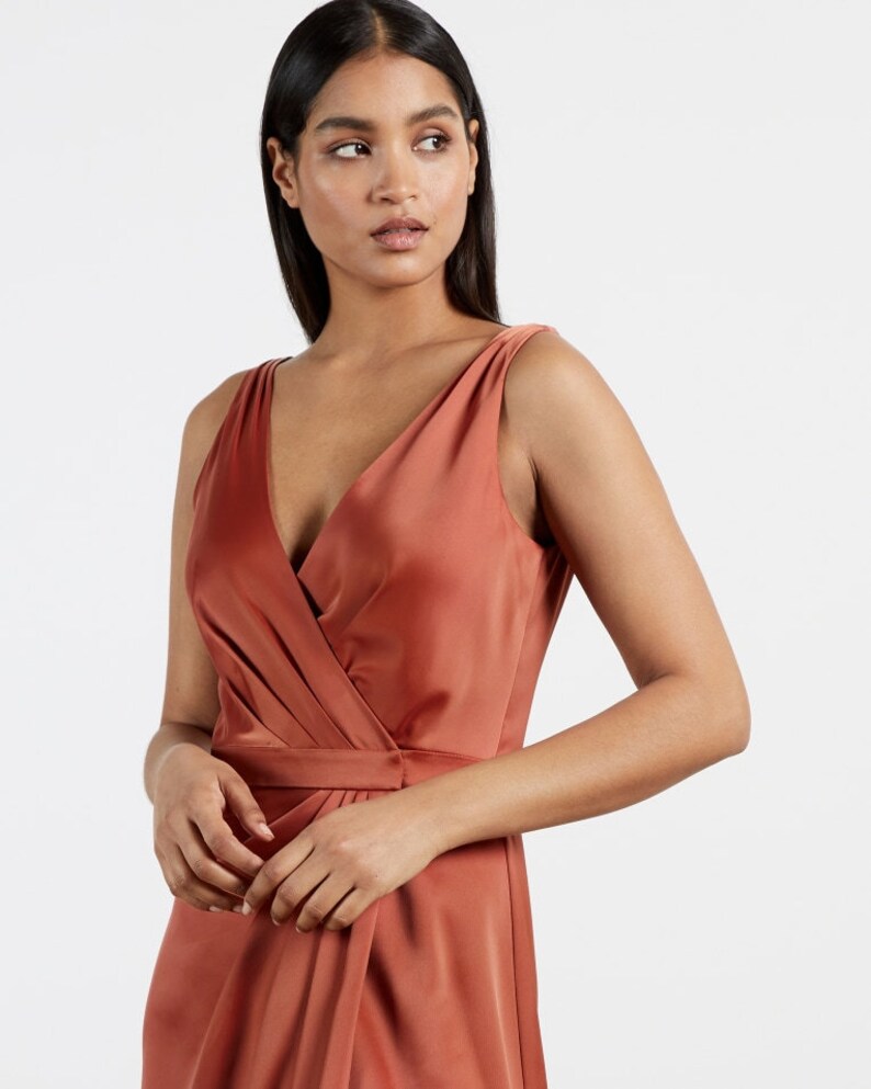 Rust Color Satin Bridesmaid Dress Wedding Dress Bridesmaid | Etsy