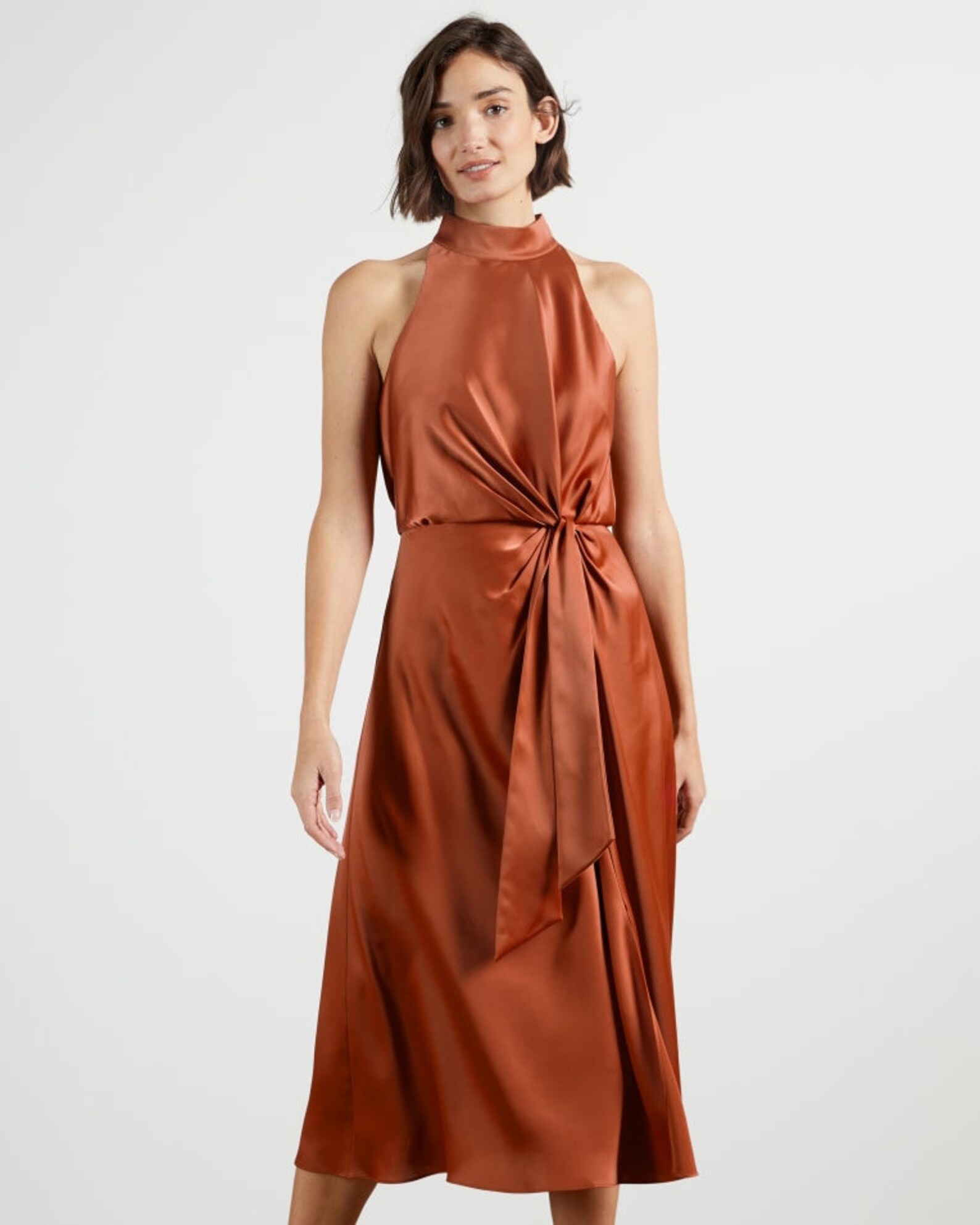 Rust Color Satin Bridesmaid Dress Wedding Dress Bridesmaid - Etsy
